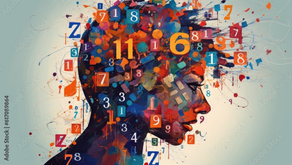 a head with colorful numbers coming out of it Generative AI Stock ...