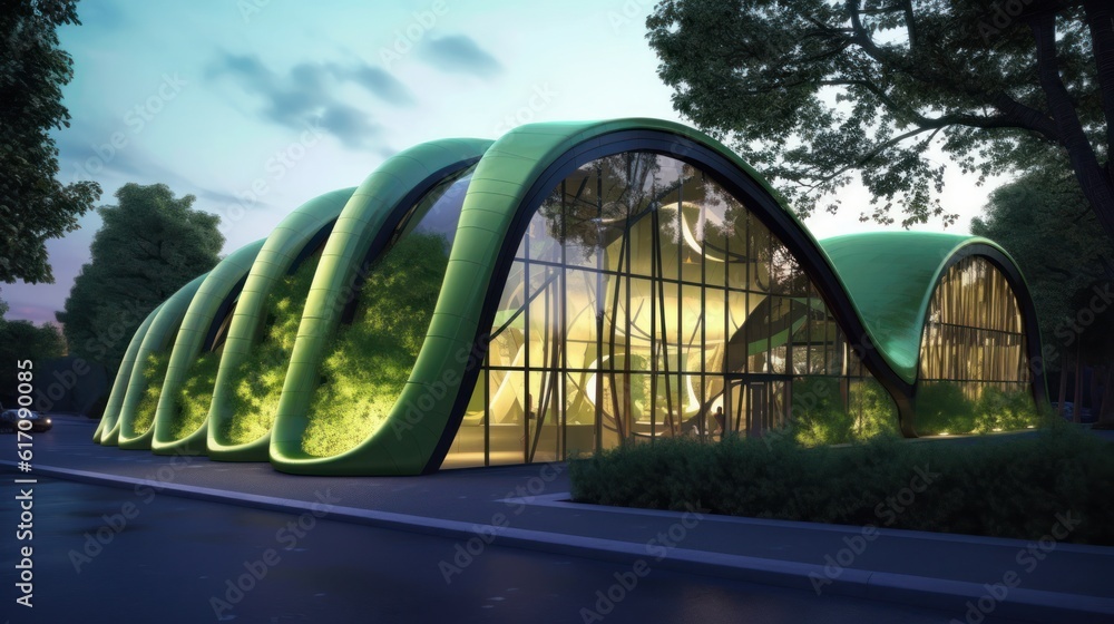 Green Architecture. A buildings designed with energy-efficient ...