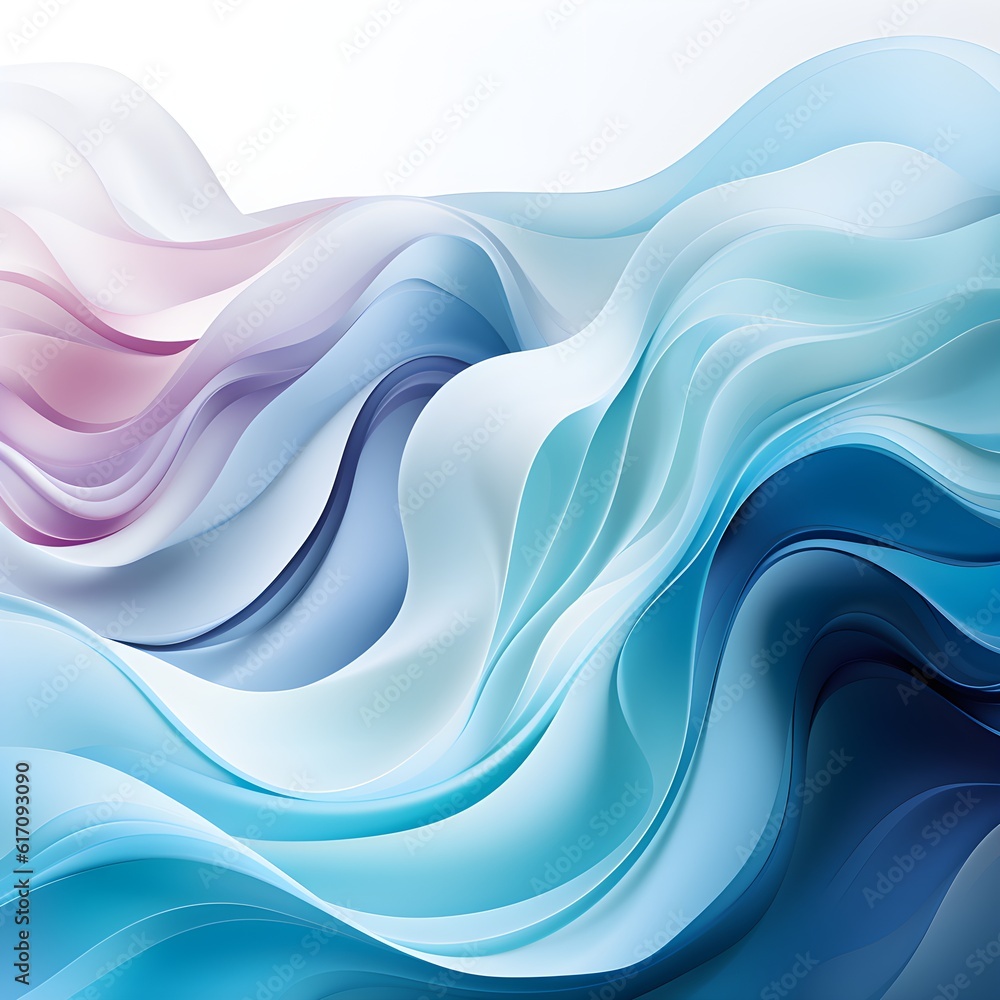 Minimalist Vector Illustration, Stylized Abstract Water Waves, Blue to ...