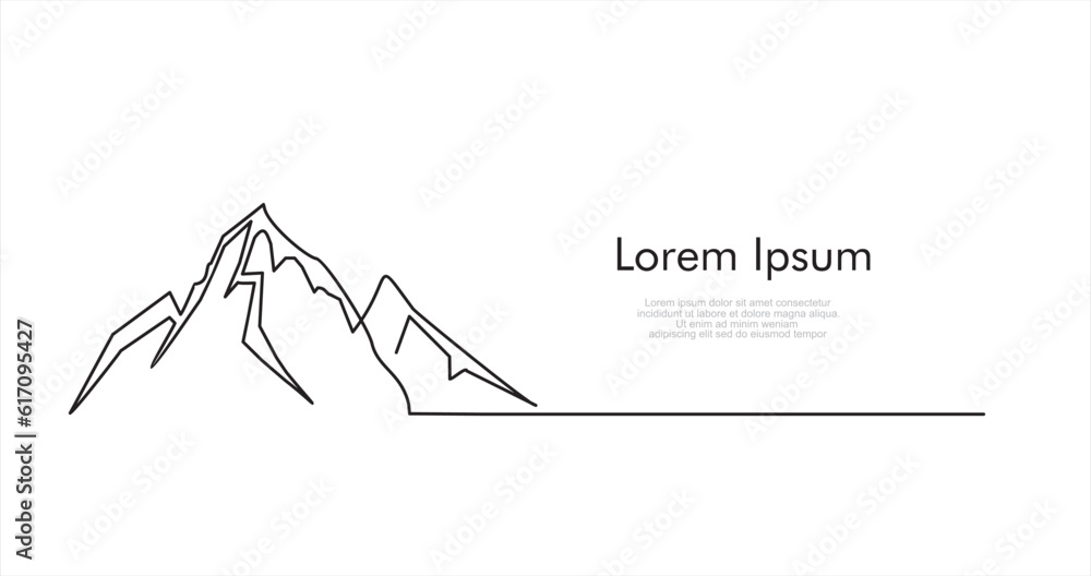 Mountain isolated on white background. Continuous line drawing. Hill ...