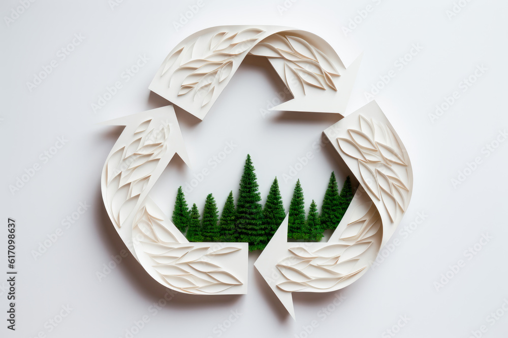 Circular Pathways: A Paper-Cut Recycling Symbol with Interconnected ...