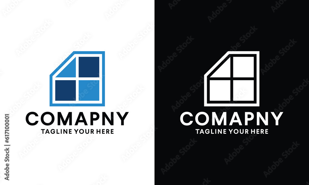Windows logo design template element. on a black and white background ...