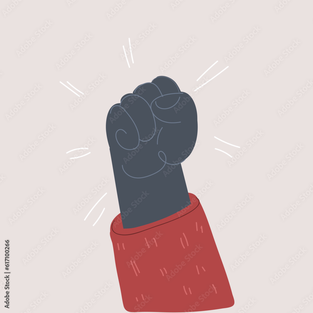 Vector illustration of Black of a male rising fist. Symbol of freedom ...
