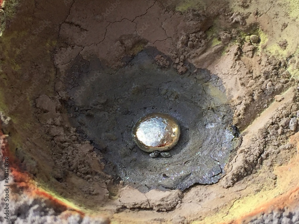 gold extraction - gold refining assay with lead and bone ash crucible ...