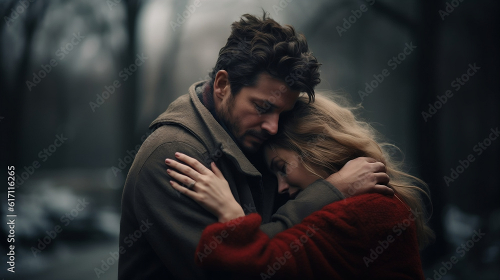 Sad Couple Embracing, Comforting Each other in Difficult Times. Family ...
