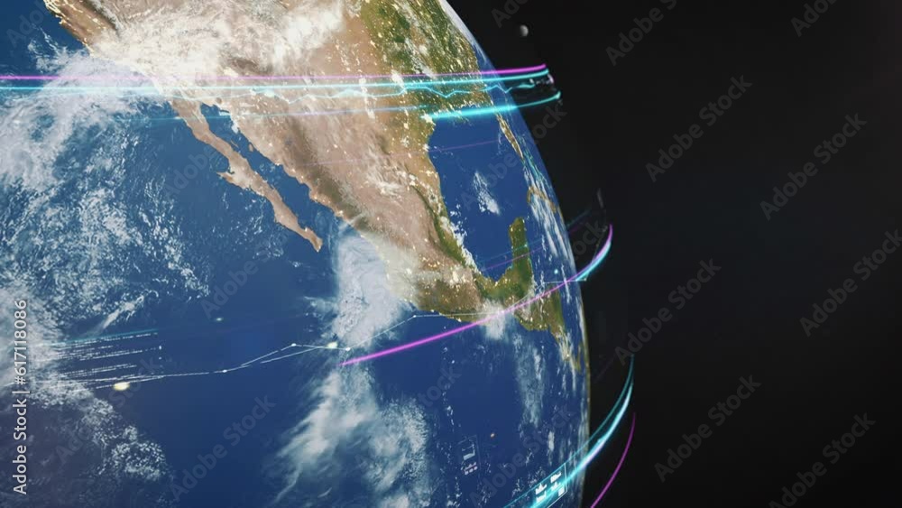 Various charts as visual effects above Mexico and surrounding countries ...