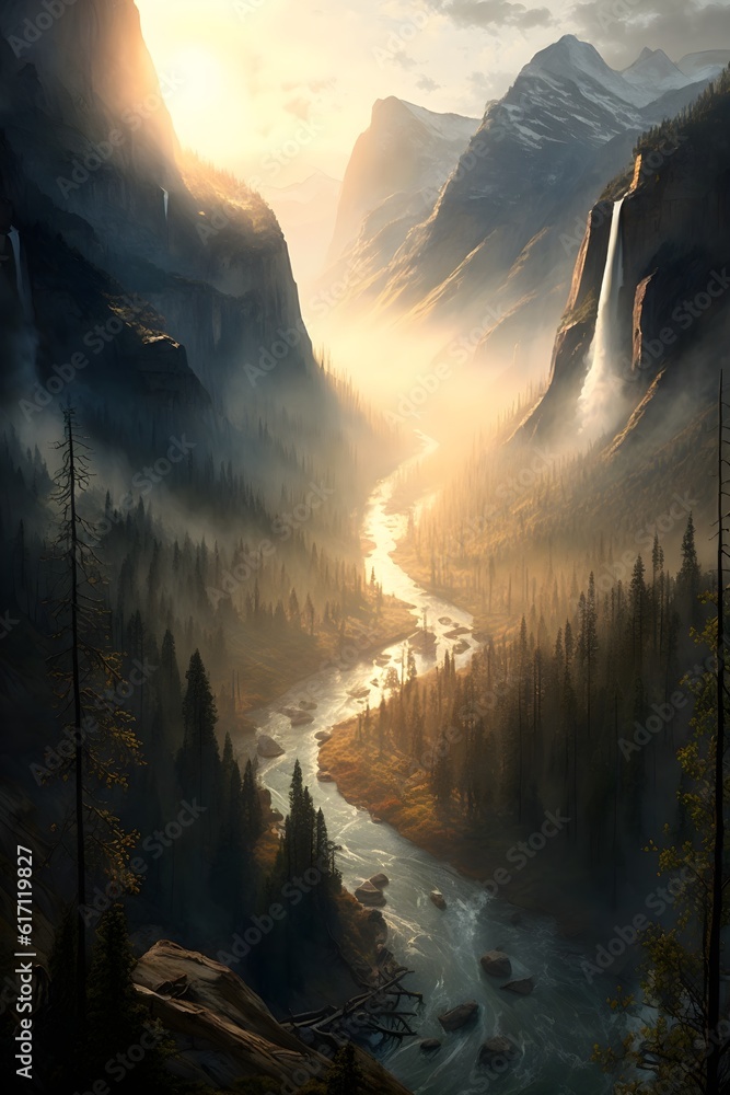 awardwinning photo of Gorgeous steep river valley lit by sunrise high ...