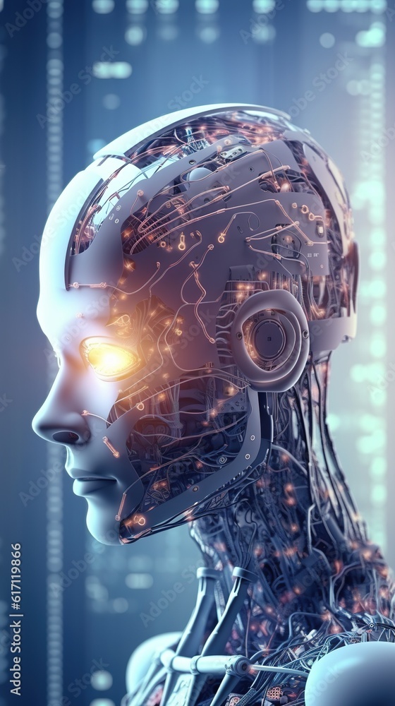 Android robot background. Future artificial intelligence robot ...