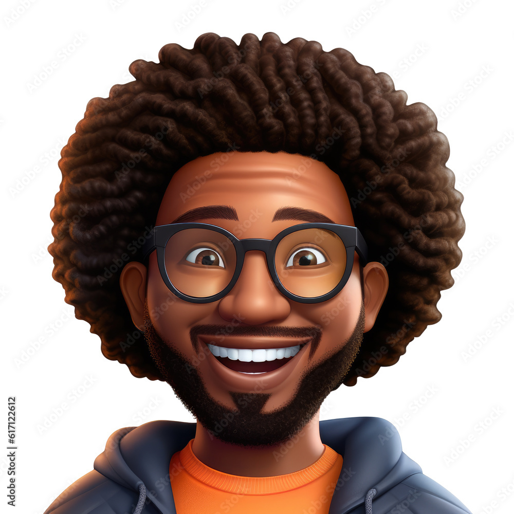 Memoji afroamerican happy guy on transparent background. PNG. Emoji, ai ...