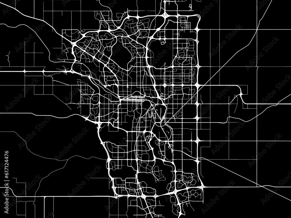 Vector road map of the city of Calgary Alberta in Canada with white ...