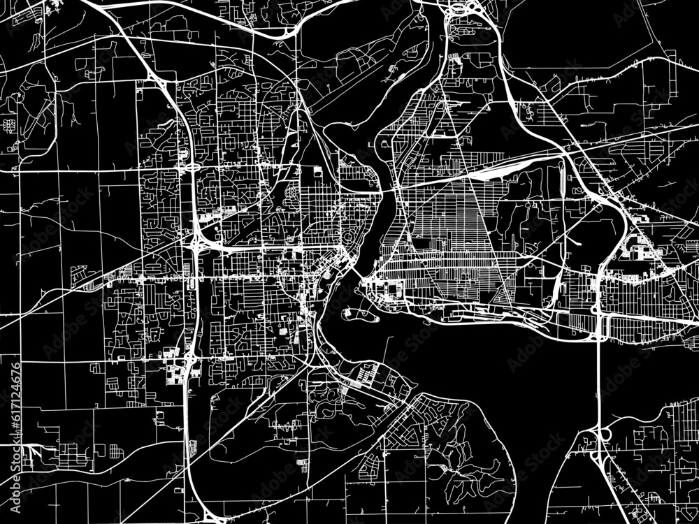 Vector road map of the city of Niagara Falls Ontario in Canada with ...