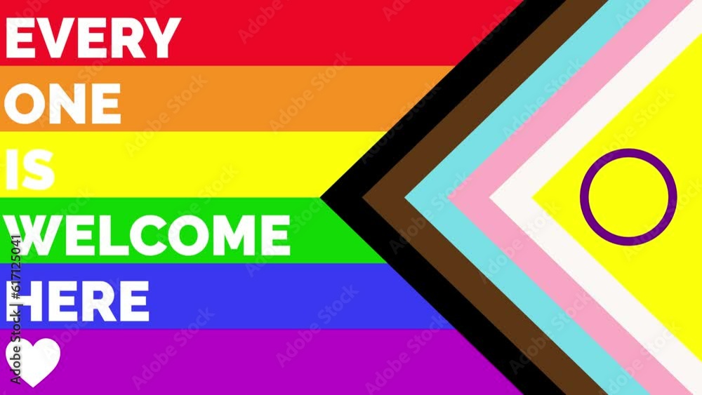 Pride month animation on Rainbow LGBT flag. everyone is welcome here ...