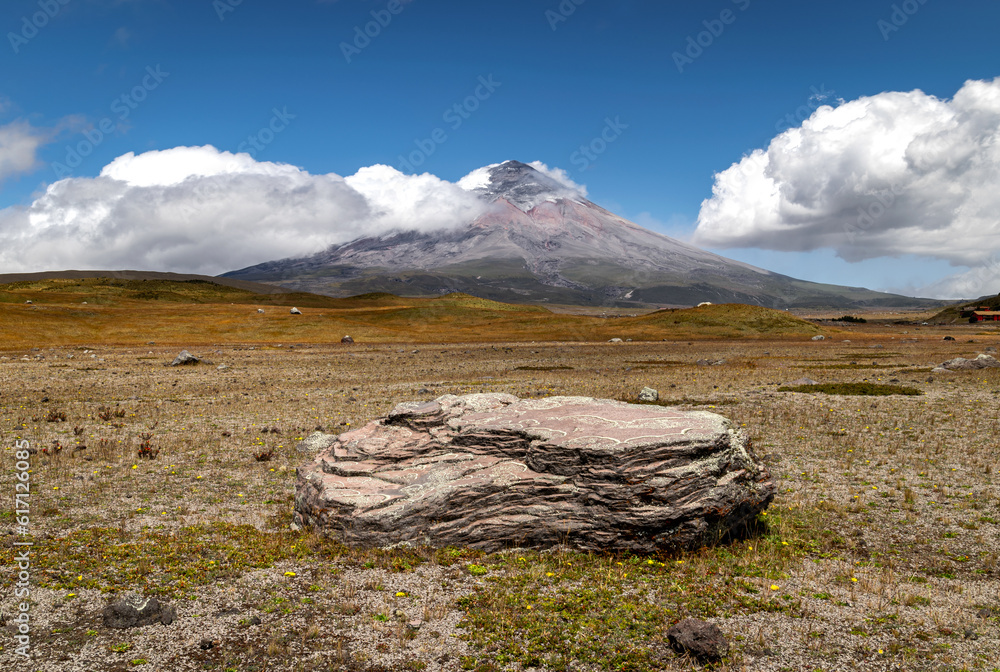 Old and big volcanic rocks thrown out by the Cotopaxi volcano millions ...
