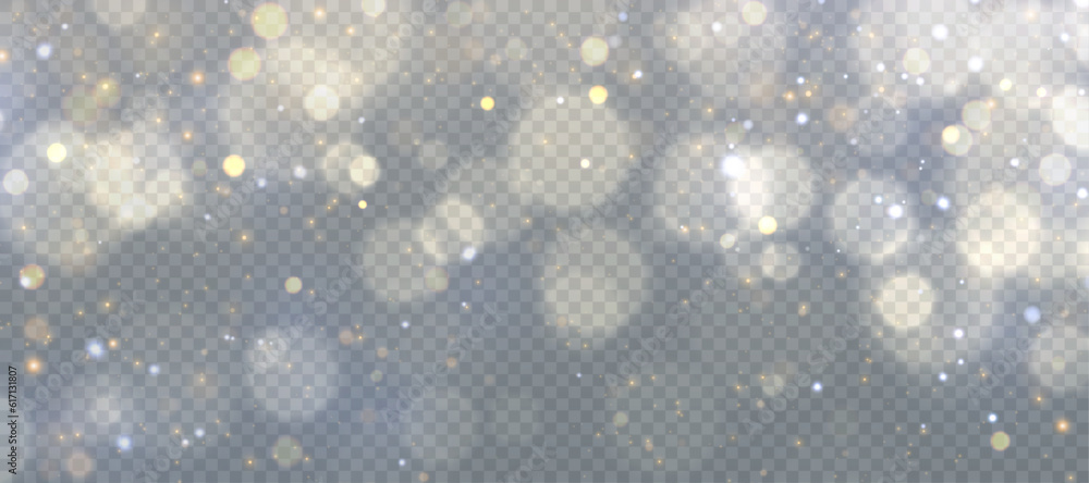 Abstract magic light dust effect with golden bokeh highlights on ...