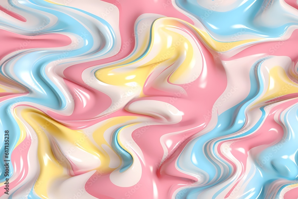 Seamless Pattern. Rainbow Liquid pastel wavy melted plastic texture ...