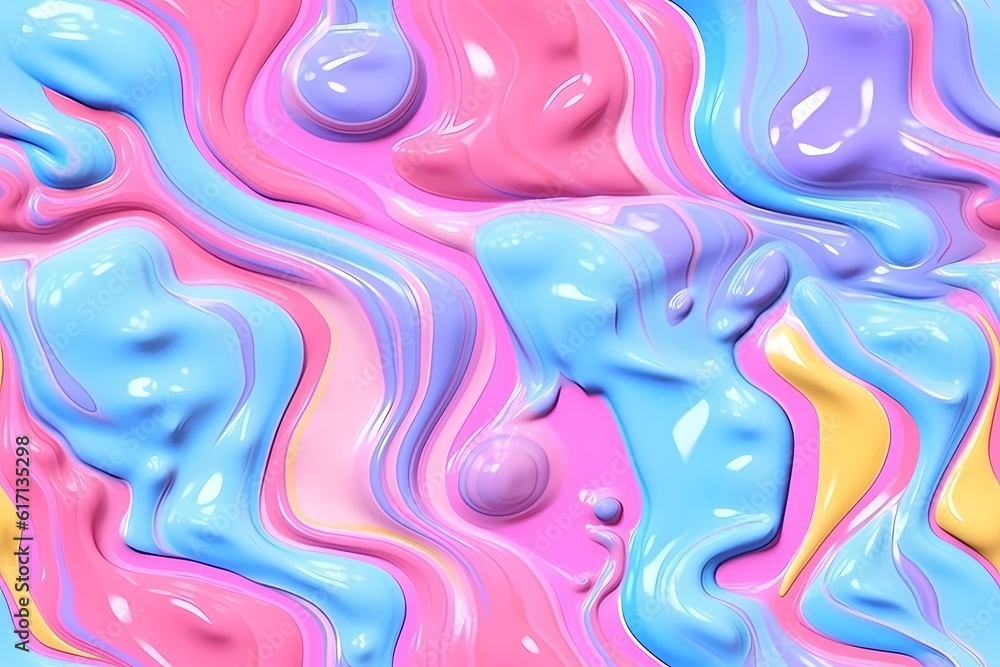 Seamless Pattern. Rainbow Liquid pastel wavy melted plastic texture ...