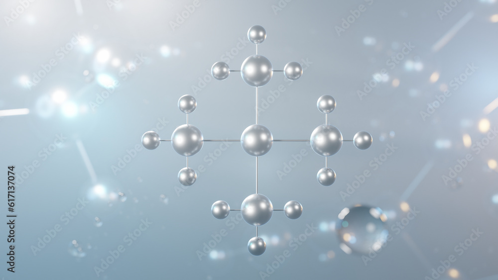neopentane molecular structure, 3d model molecule, 2.2-dimethylpropane ...