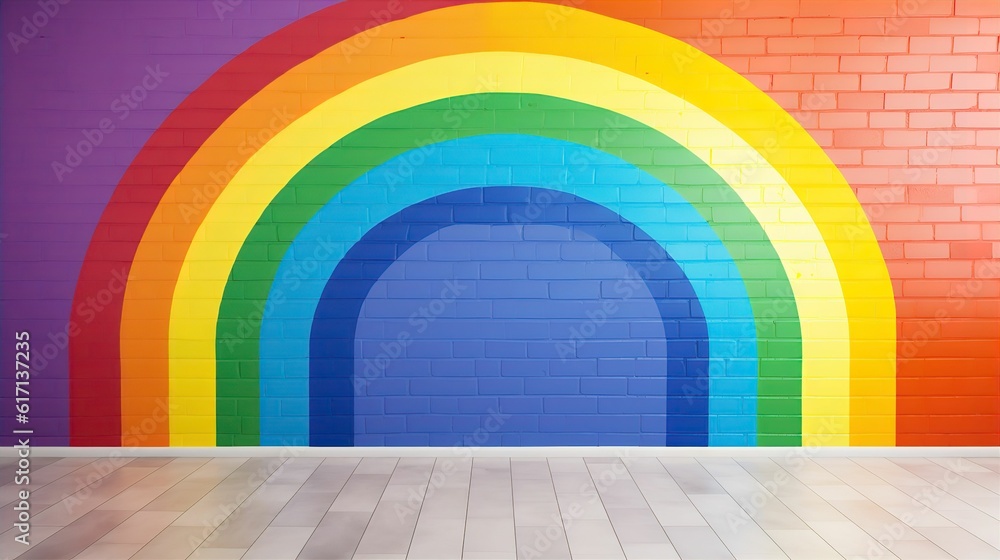 Abstract Colourful Painted Rainbow Arch Art Brick Wall Texture ...