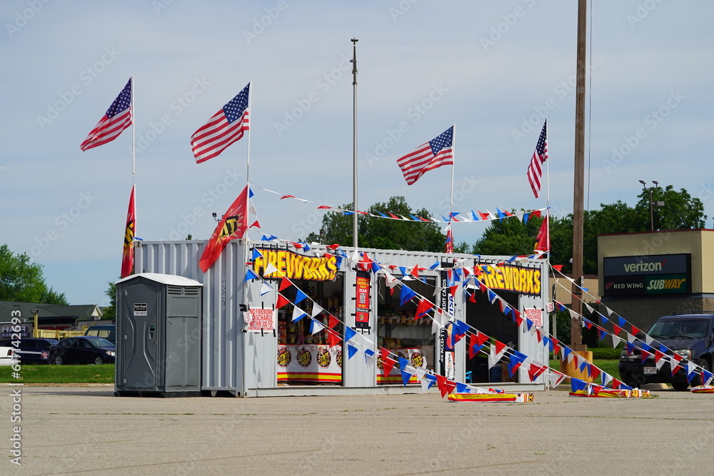 TNT Fireworks reseller stand sits outside in the parking lot to sell ...