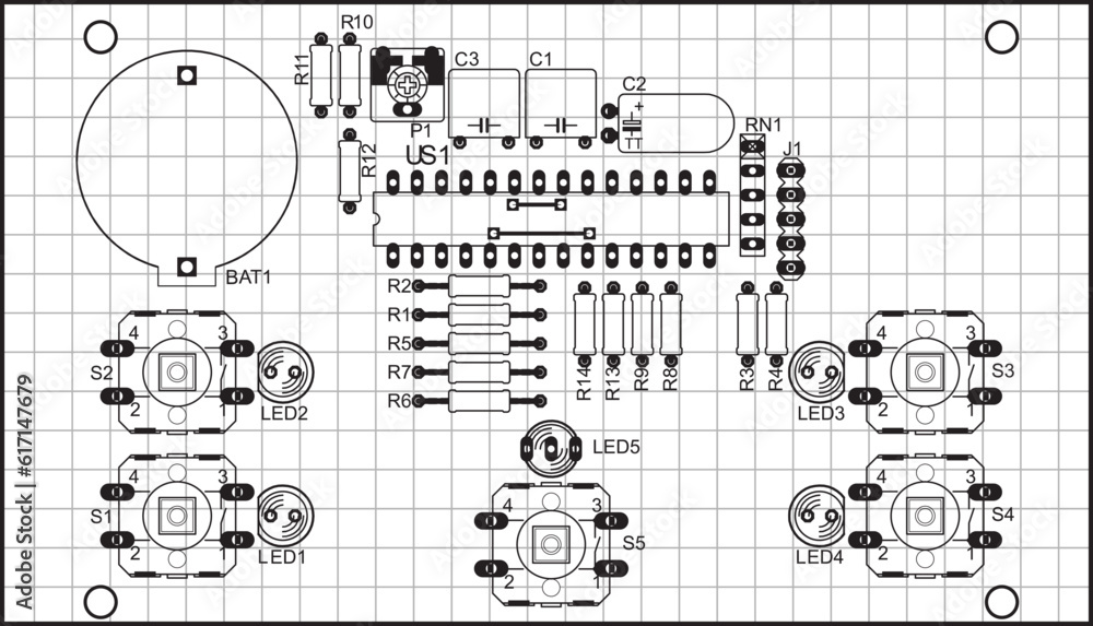 Placement of components of radio elements (contact pads and seats) on ...