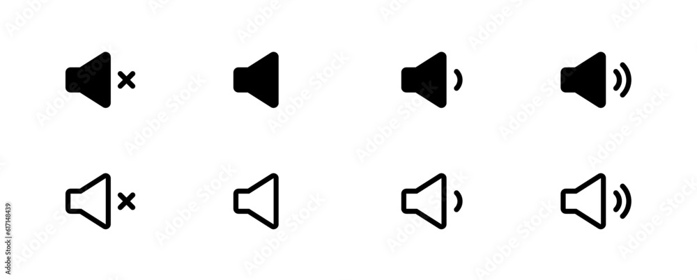 Speaker icon set. volume icon vector. loudspeaker icon vector. Mute and ...