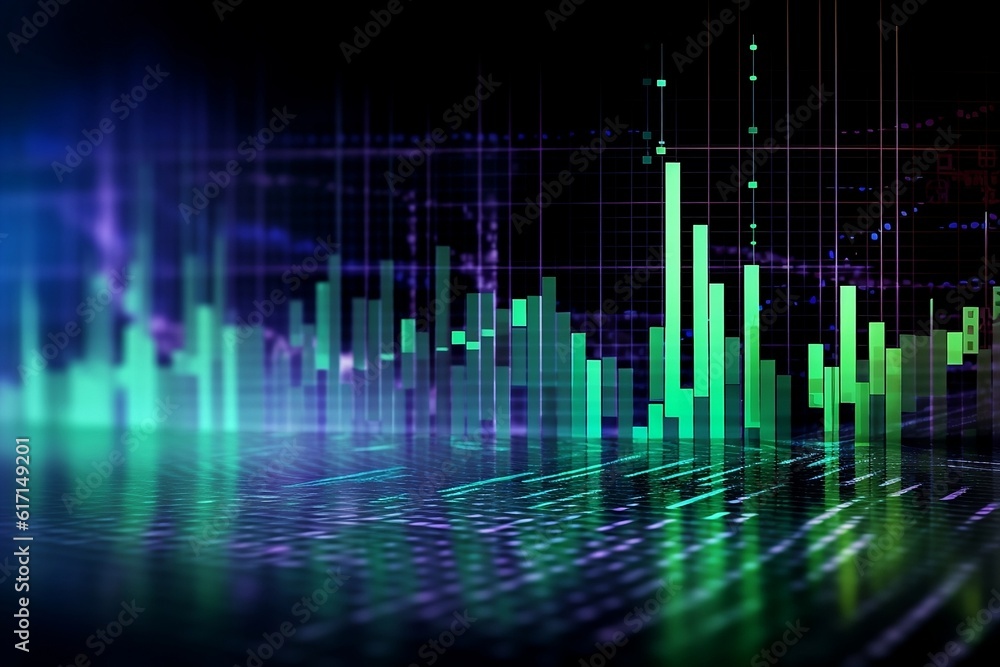 Stock Market Chart Graph in 3D, Futuristic, AI on a dark background ...