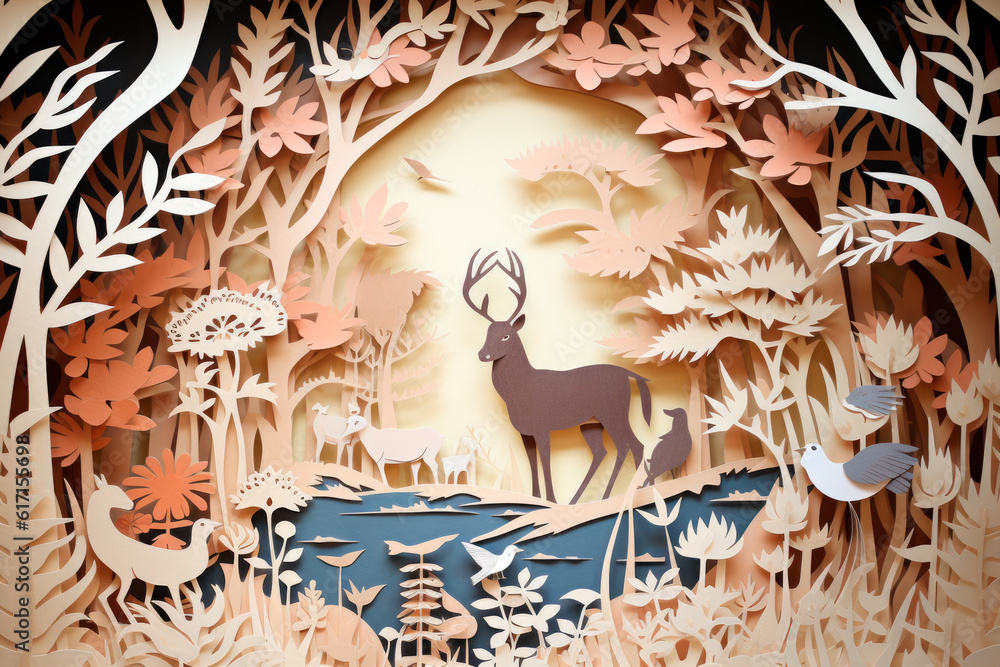 Preserving Life's Tapestry: A Paper-Cut Depiction of a Wildlife ...