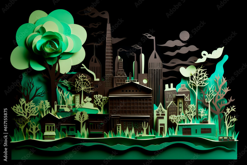 From Smoke to Blooms: A Paper-Cut Image of a Factory Transforming into ...
