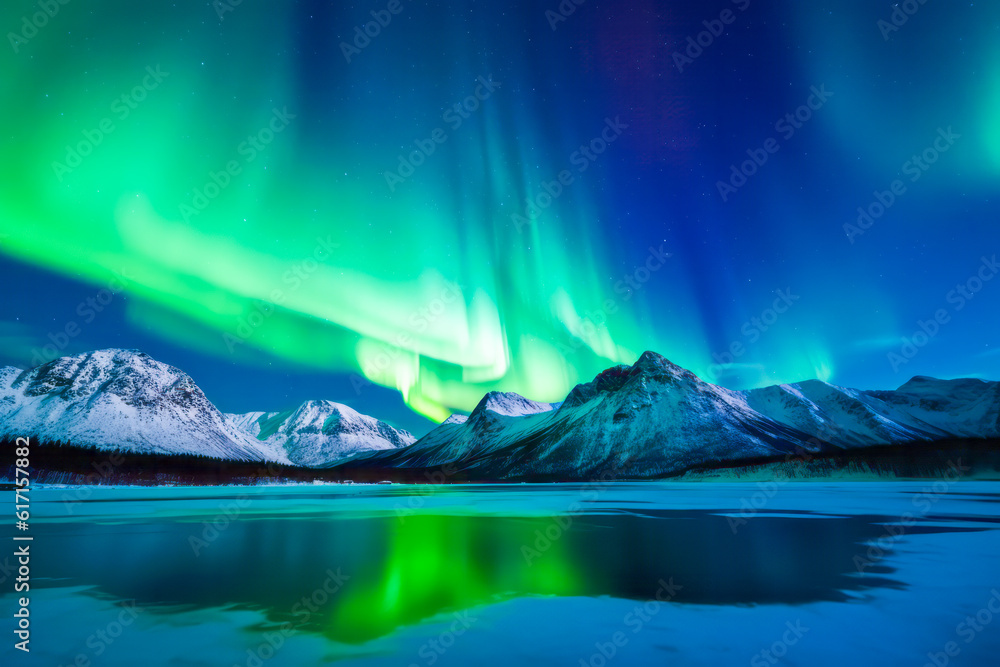 An explosion of vibrant colors fills the sky as the high saturated ...