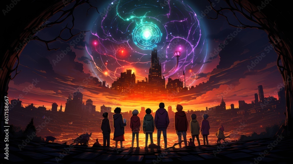 A scene that reflects the friendship and solidarity themes of a group ...