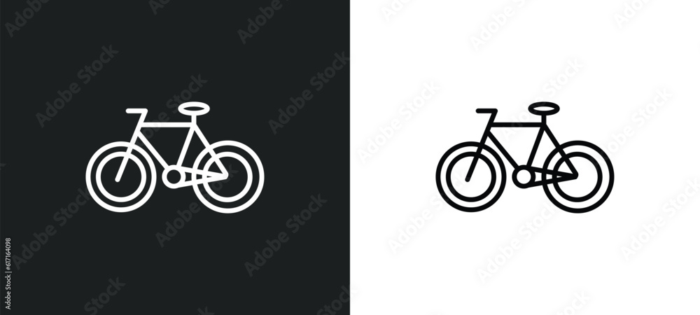 bicycle side view line icon in white and black colors. bicycle side ...
