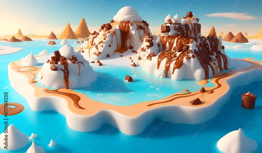 Beautiful ice cream island. Generative AI Stock Illustration | Adobe Stock