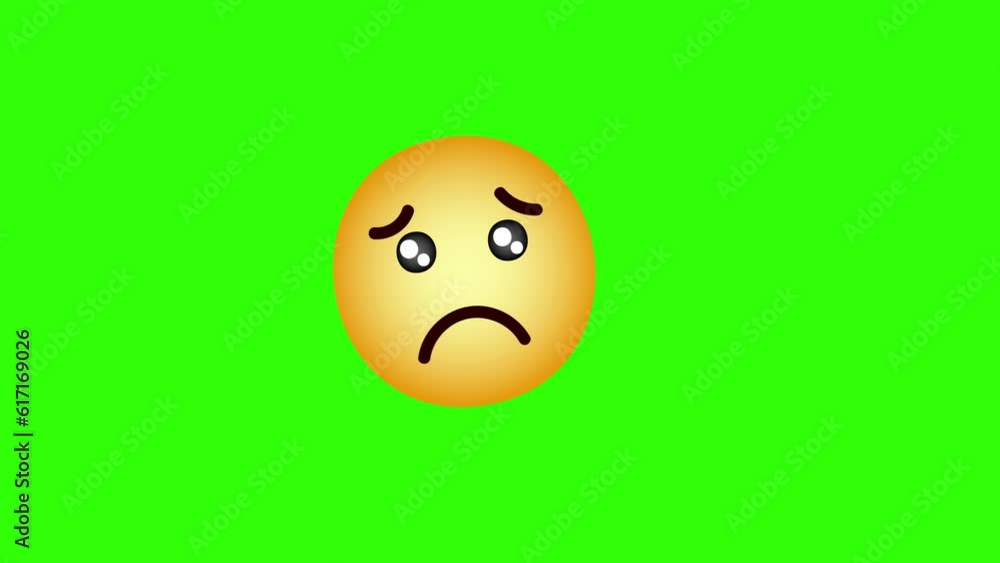 Sad Face Emoji and Floating on Green Background Stock Video | Adobe Stock