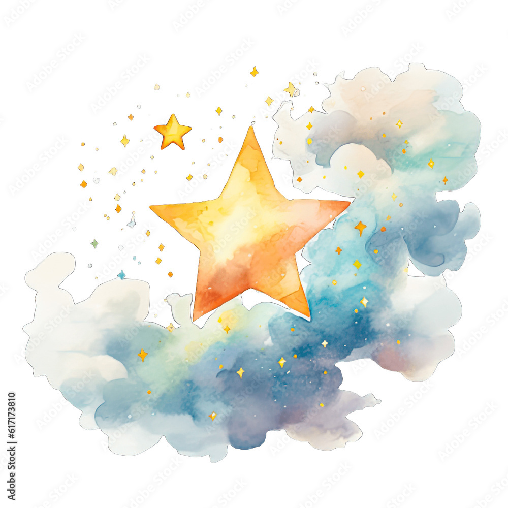 Watercolor Clip Art of a Space Star Stock Illustration | Adobe Stock