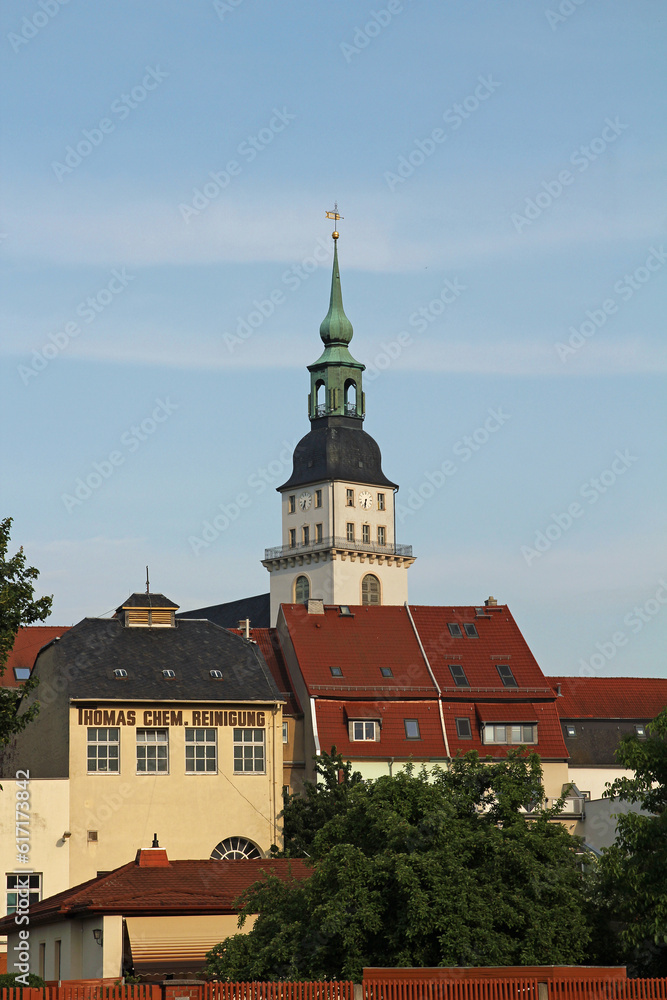 kirche st. aegidien und rathaus in frankenberg/sachsen Stock Photo ...