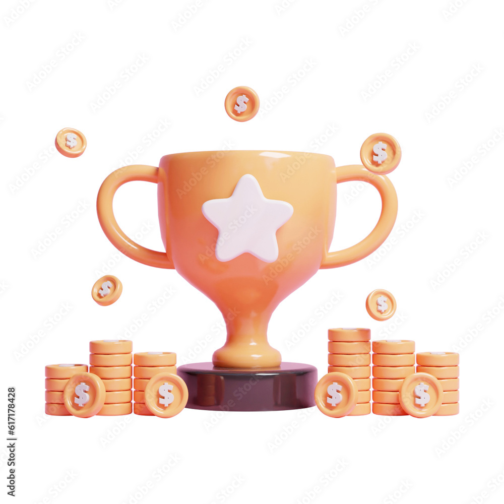 3d winner price award money concept ui icon or 3d champion winner ...