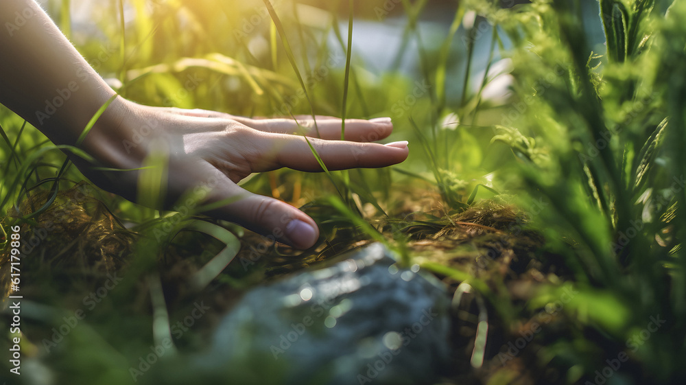 grass growing, agriculture, hand grazing grass, gardening, ecology in ...