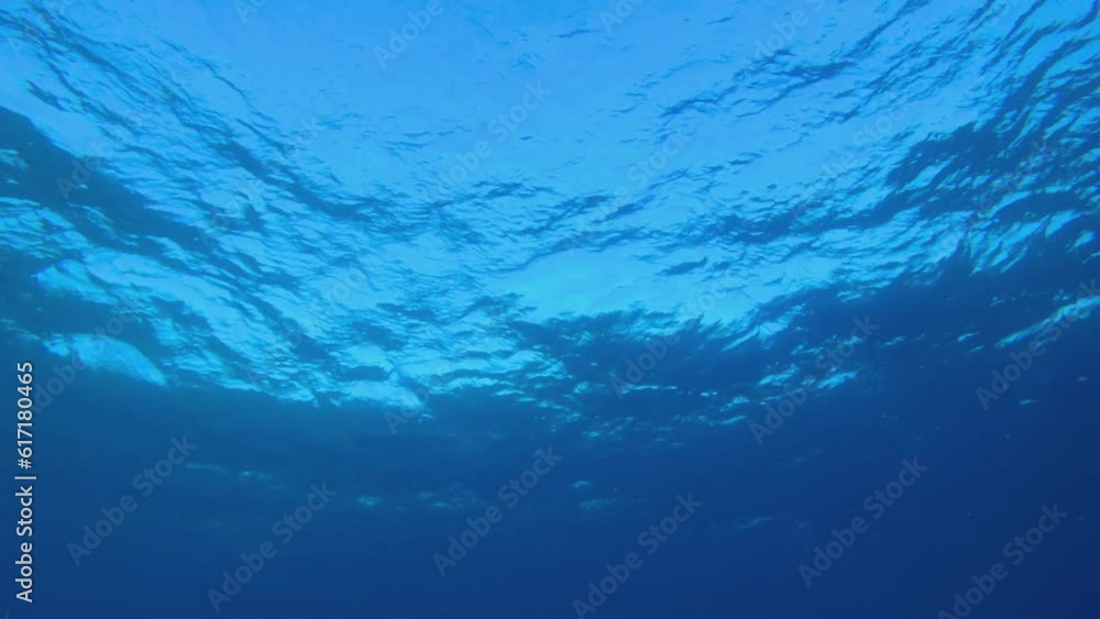 Sea Water Surface. Blue sea water surface. Underwater blue water air ...