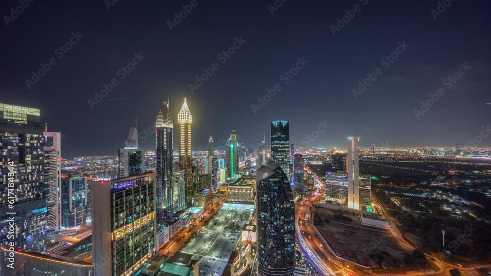 Skyline view of the high-rise buildings on Sheikh Zayed Road in Dubai ...