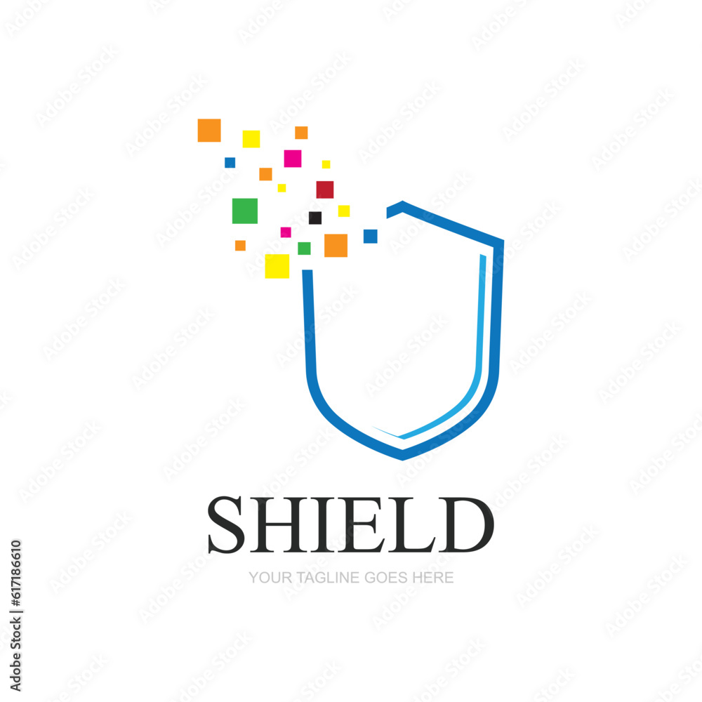 shield logo template ready to use, protect icon in black and white ...