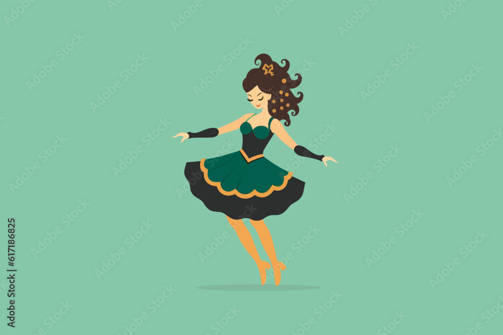 Hand-drawn cartoon Irish dancer flat art Illustrations in minimalist ...