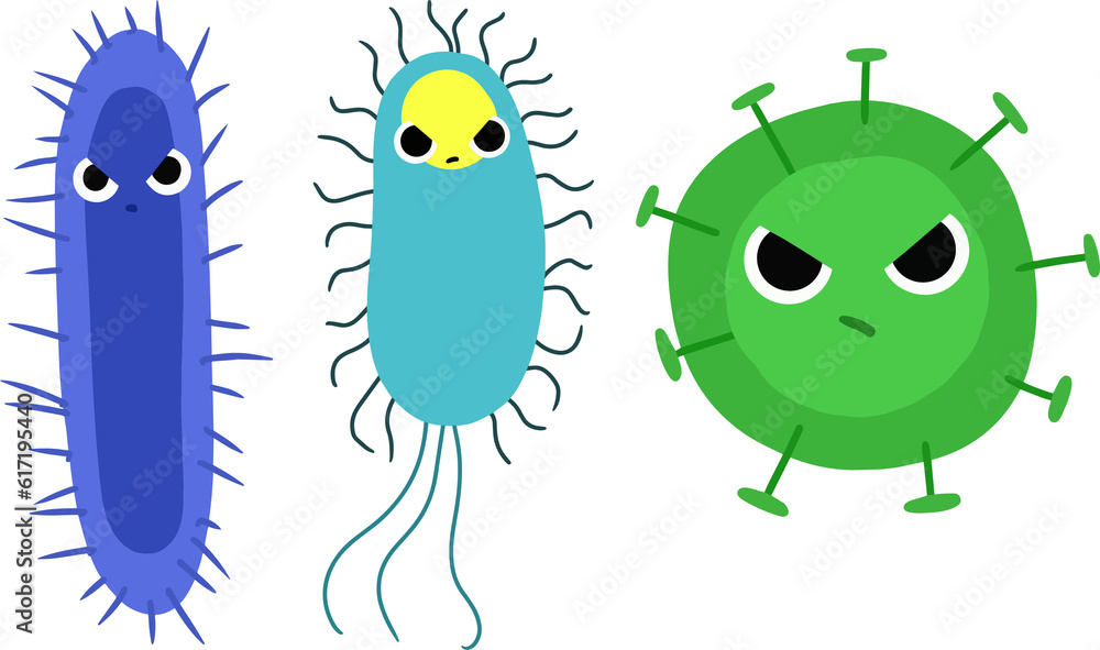 Cute bacteria cartoon. Bacteria are microscopic living organisms that ...