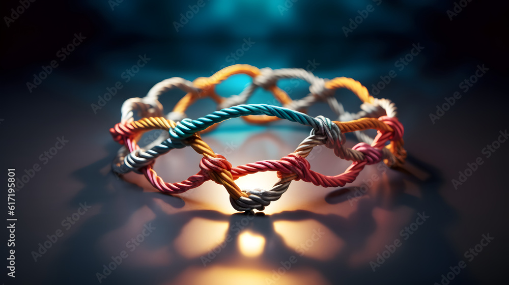 Corporate connection partnership as ropes shaped as a circle in a group ...