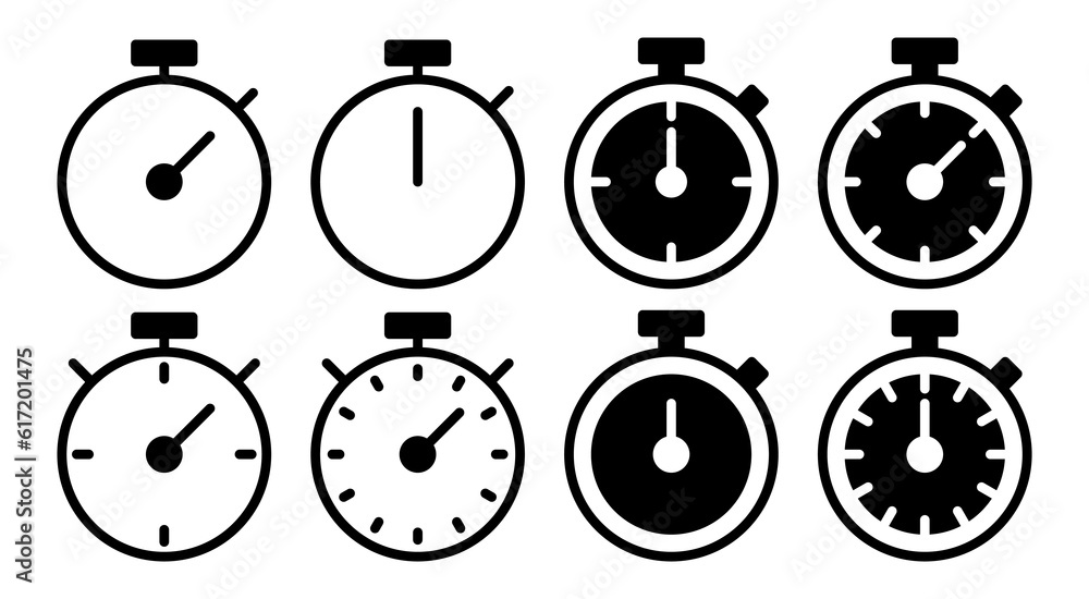 Stopwatch Icon Set Illustration Timer Sign And Symbol Countdown Icon