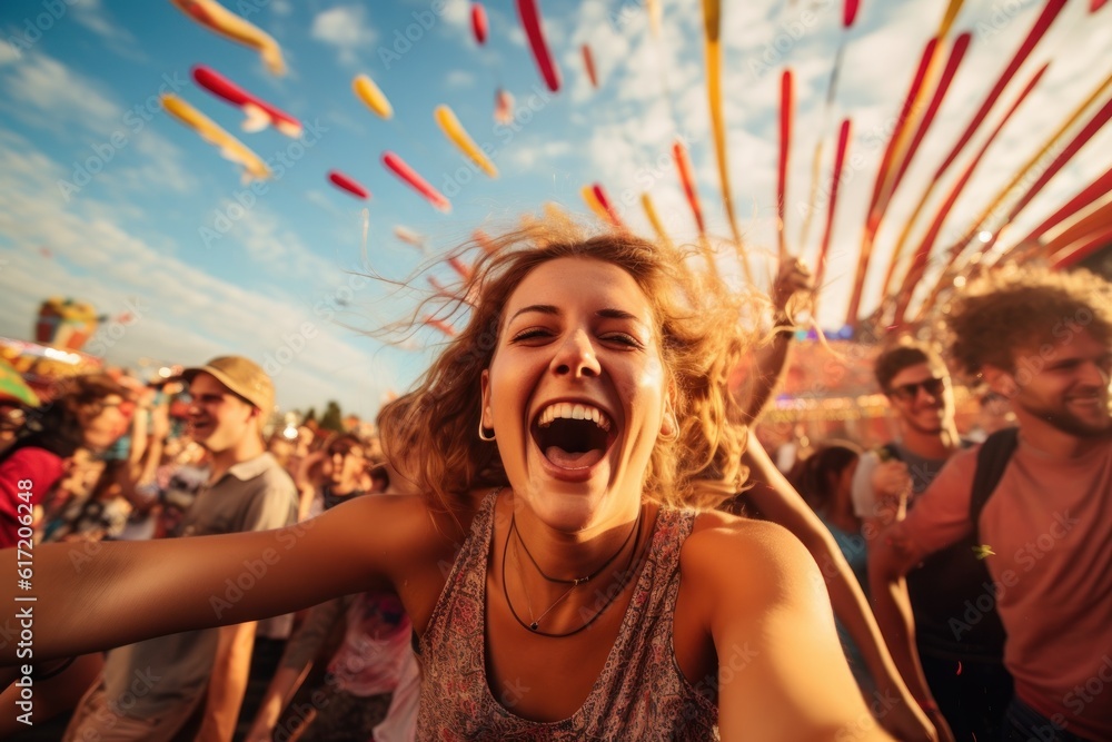 crowded group of young people dancing cheering and celebrating on a ...