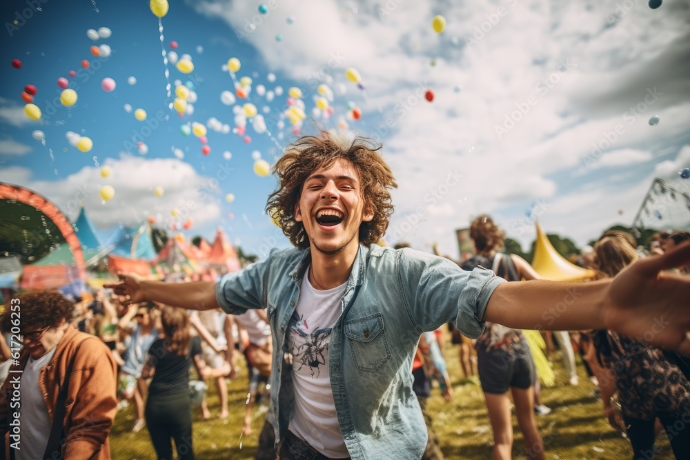 crowded group of young people dancing cheering and celebrating on a ...