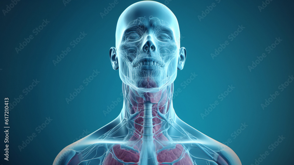 thyroid in your neck, visual, blue background, human anatomy Stock ...