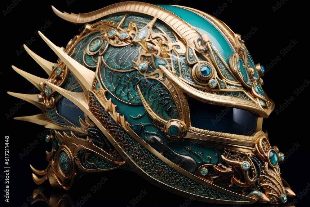 Helmet design that merges the worlds of fantasy and technology, an ...