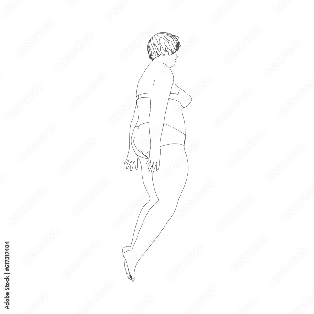 Beautiful Plus Size Woman Wearing Underwear Or Swimsuit Body Positive Concept Attractive