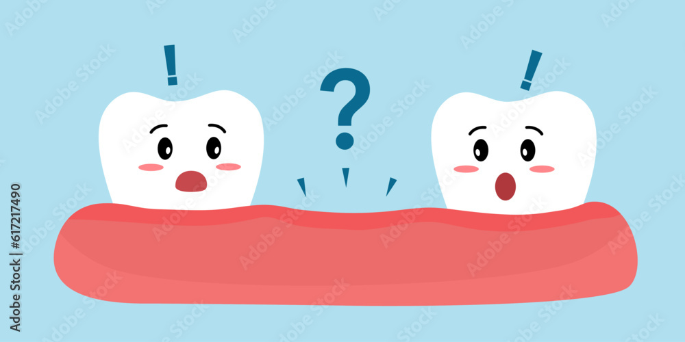 Missing tooth dental cartoon character in flat design. Stock Vector ...
